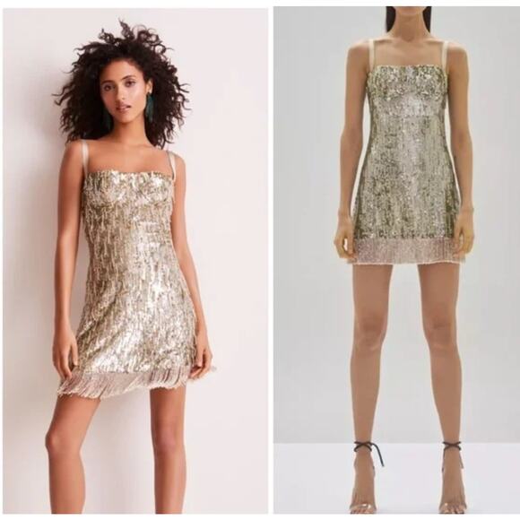 Alexis | Dresses | 375 Alexis Isabell Fringe Crystal Haze Metallic ...